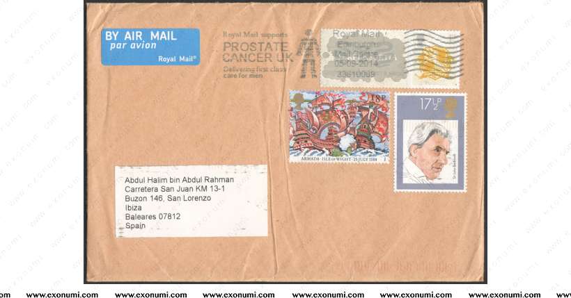 Spain - Postal Cover from Edinburgh (2014)
