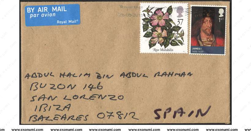 Spain - Postal Cover from Great Britain (2015)