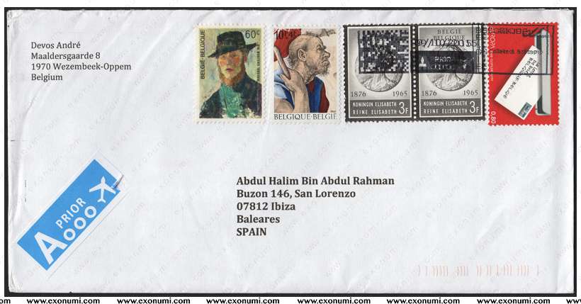 Spain - Postal Cover from Belgium (2015) Double Postmarks