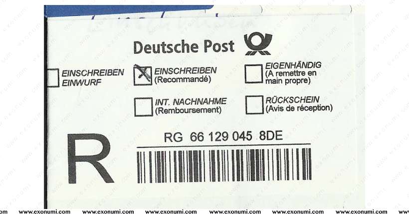 Spain - Registered Postal Cover from Germany (2013)