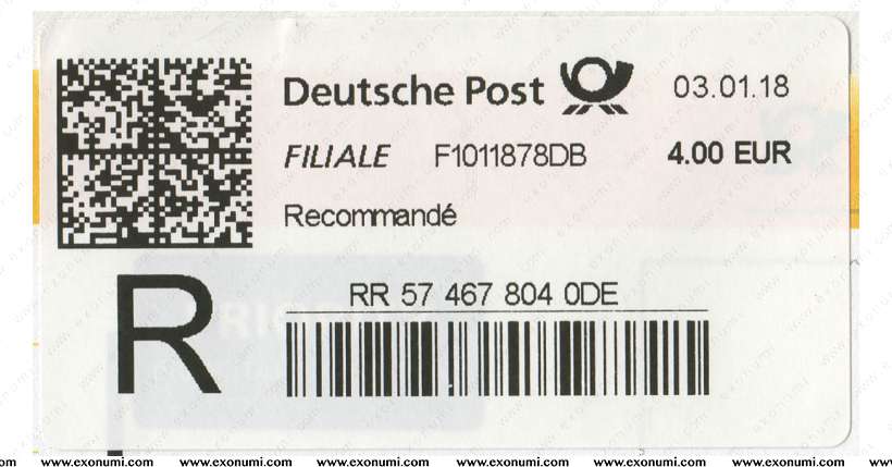 Denmark - Registered Mail from Germany (2018)