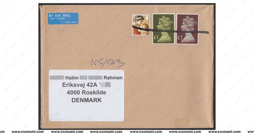 Denmark : Postal Cover from Great Britain (2018)