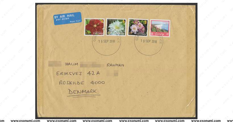 Denmark : Postal Cover from Guernsey (2018)
