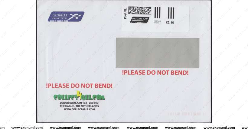 Spain - Postal Cover from Netherlands (2014) Franking Label
