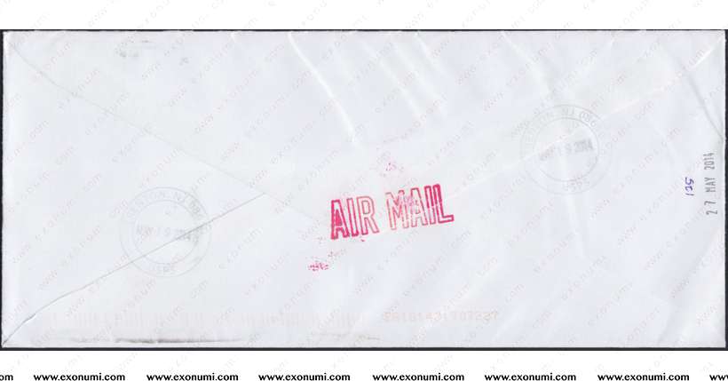Spain - Postal Cover from USA (2014) with a lot of stamps