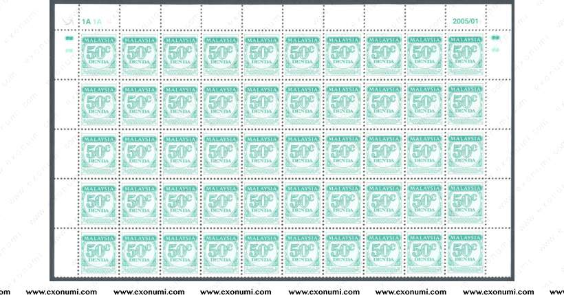 Malaysia Postage Due (Denda) 50 Sen (Sheet)